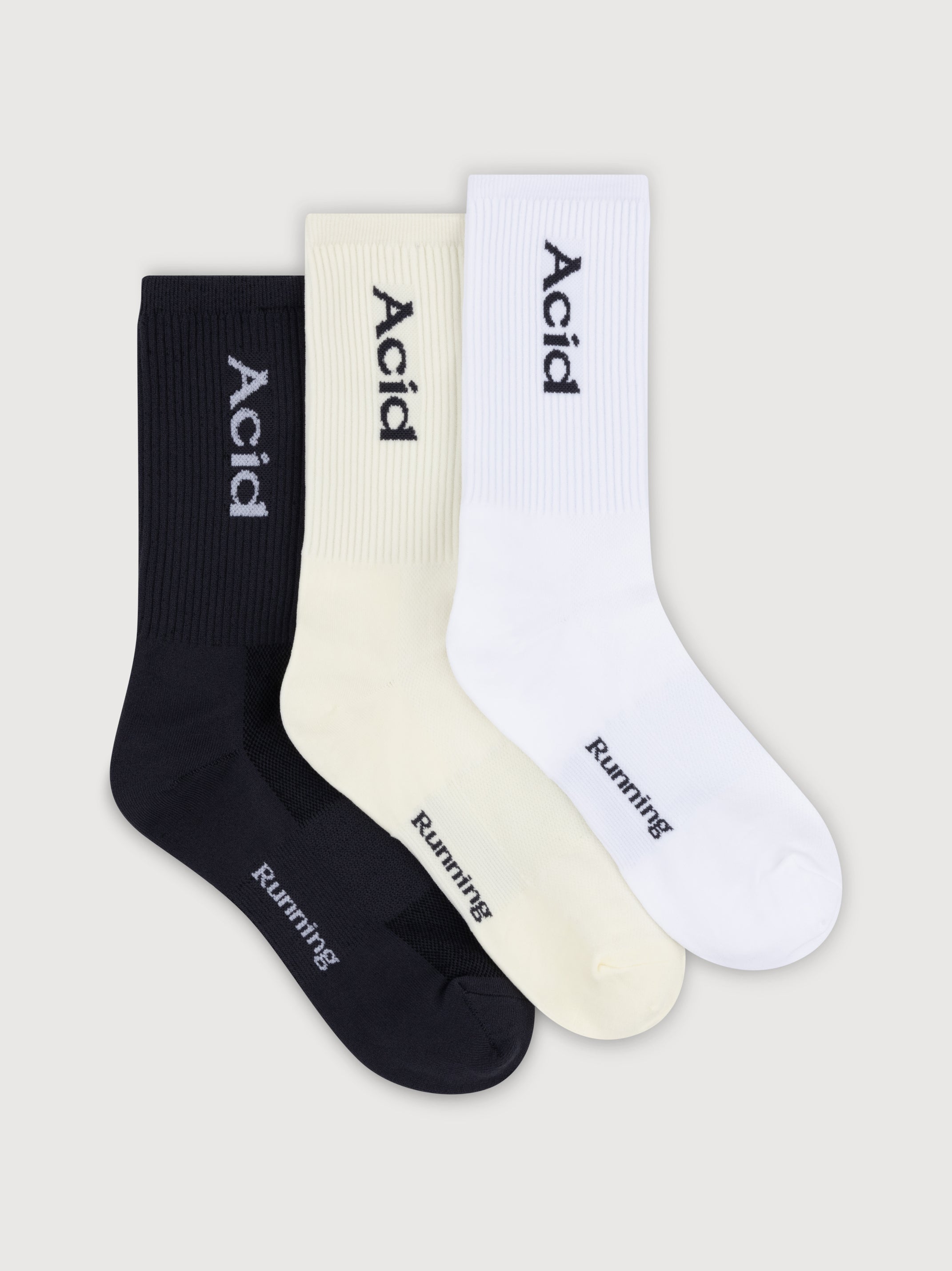 Three-Pack Logo Socks - Mixed – Acid Running
